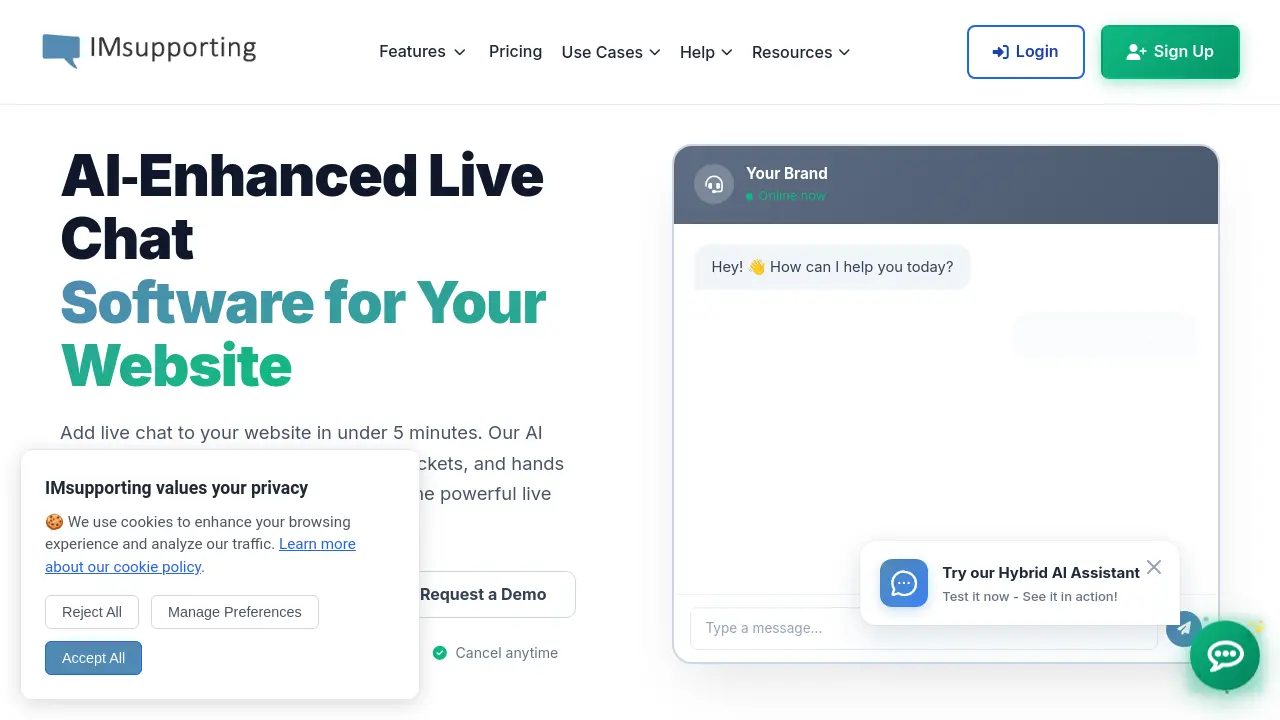 KI-gestützte Live-Chat-Software von IMSupporting für Websites. | AIStage